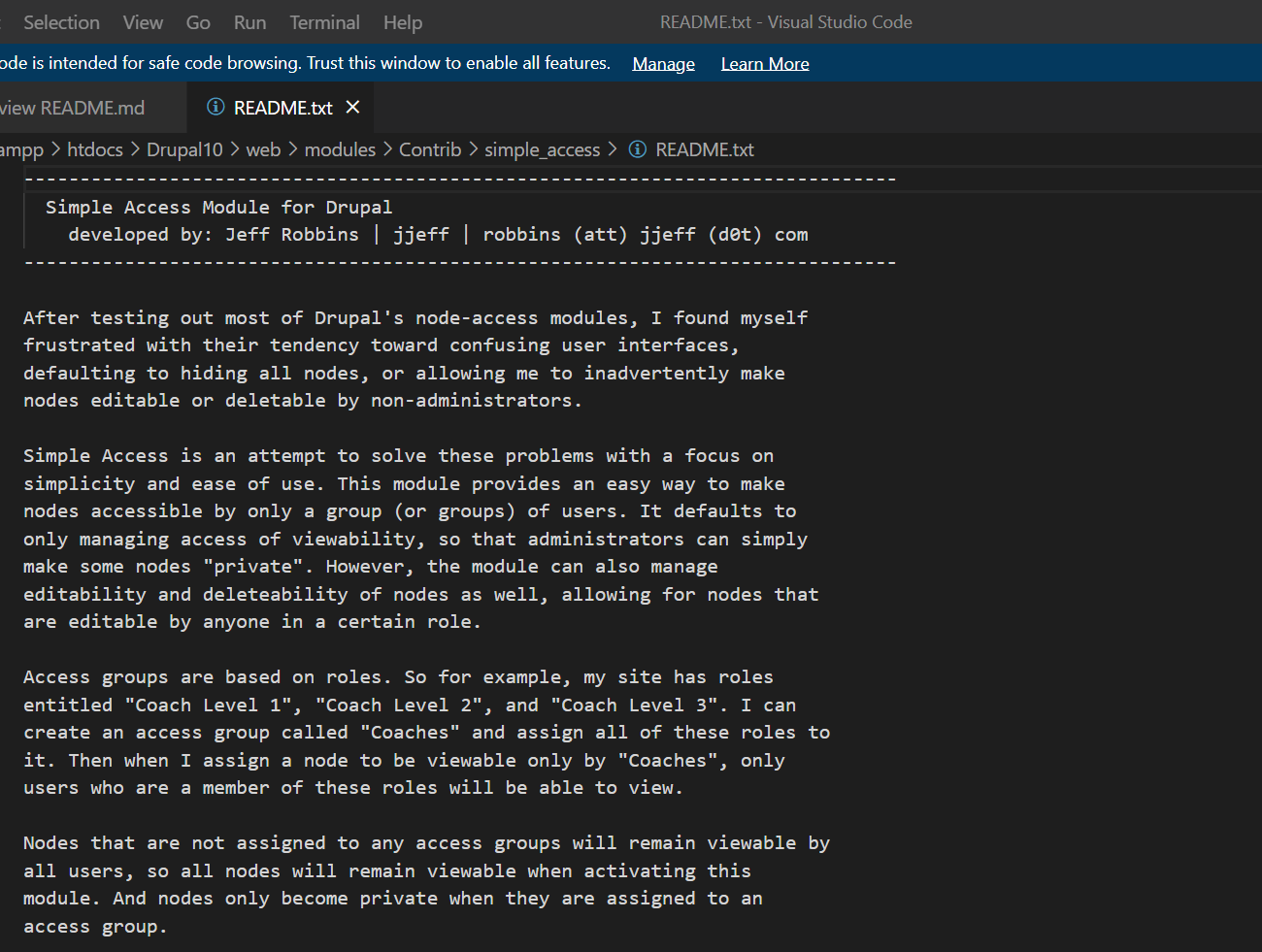 README.txt with README.md [#3320686] | Drupal.org